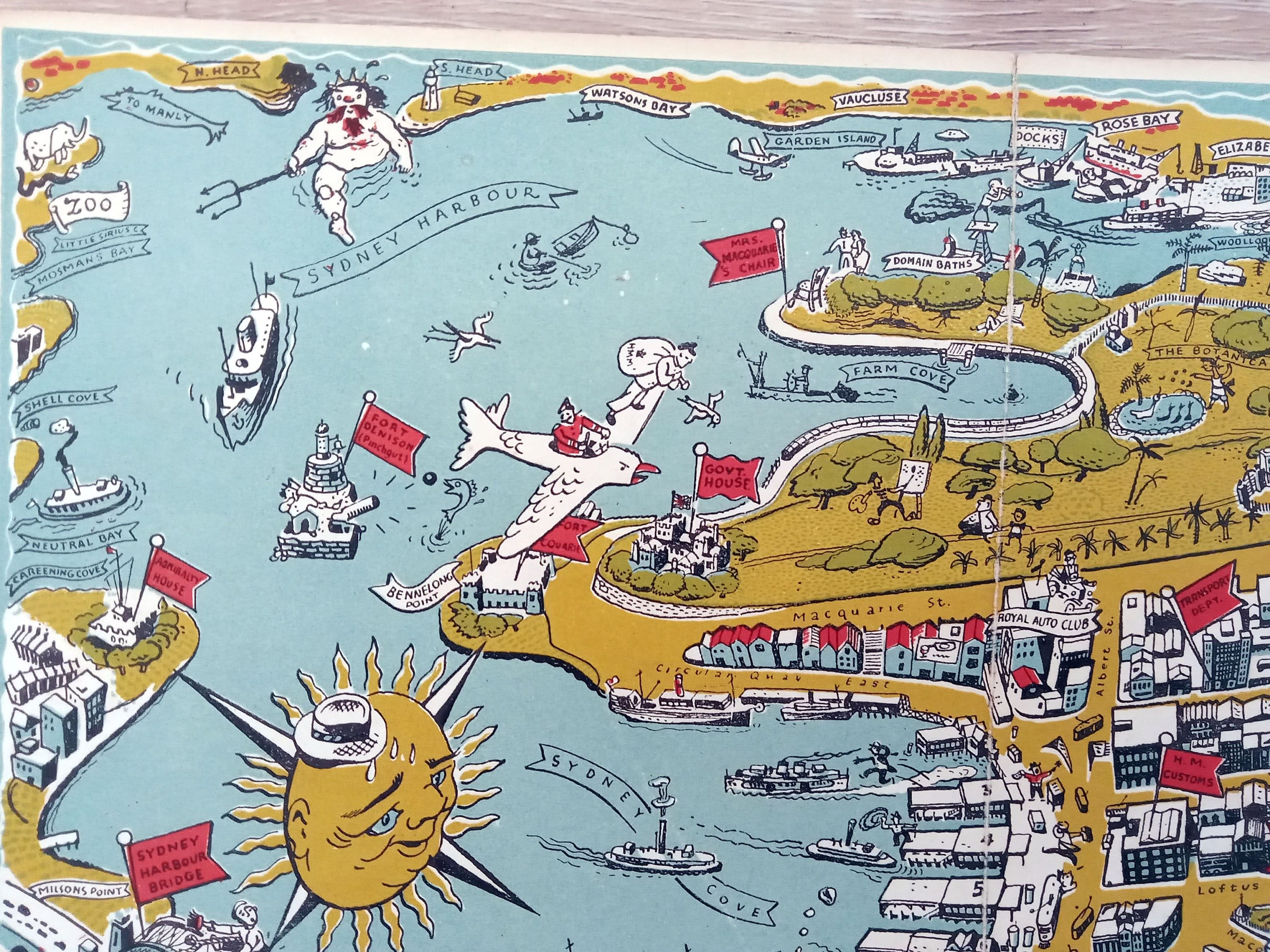 Rare 1948 Map of Sydney & Inhabitants Pictorial Bird's-eye - Etsy