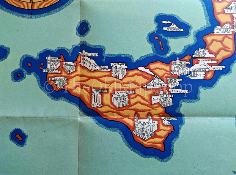Rare 1933 Italy Pictorial Map Umberto Zimelli Beautiful - Etsy UK