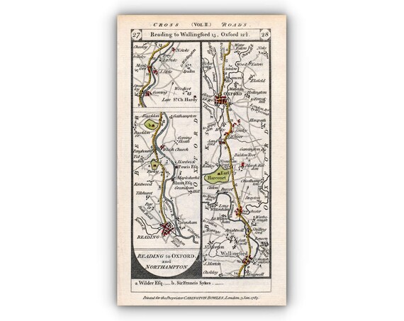 Antique Road Map Paterson 1785 Wallingford Shillingford | Etsy