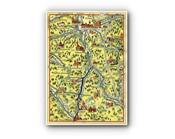Leo Faller Germany Map 1956 Furth Nuremberg Schwabach Roth - Etsy