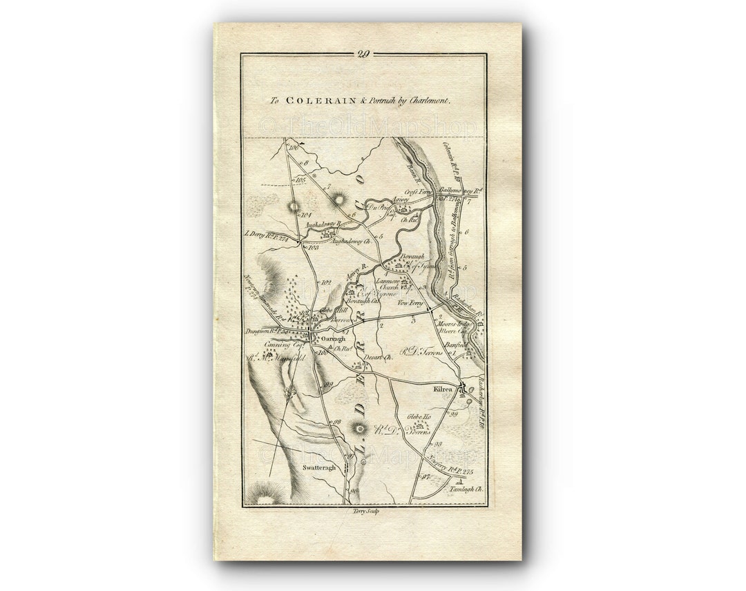 1778 Taylor & Skinner Antique Ireland Road Map 29/30 Swatragh Garvagh ...