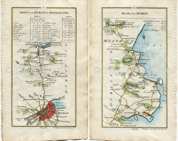 1778 Taylor & Skinner Antique Ireland Road Map 57/58 Oldcastle Mount ...
