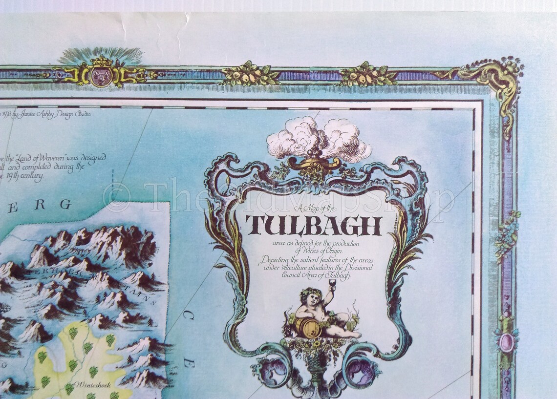 South Africa Tulbagh Wine Region Vinyard Winery Map 1973 | Etsy