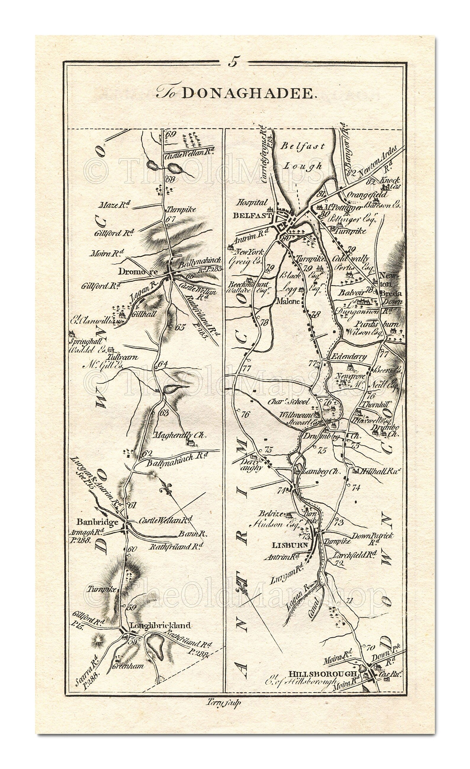 Antique Ireland Road Map Loughbrickland Banbridge Dromore | Etsy