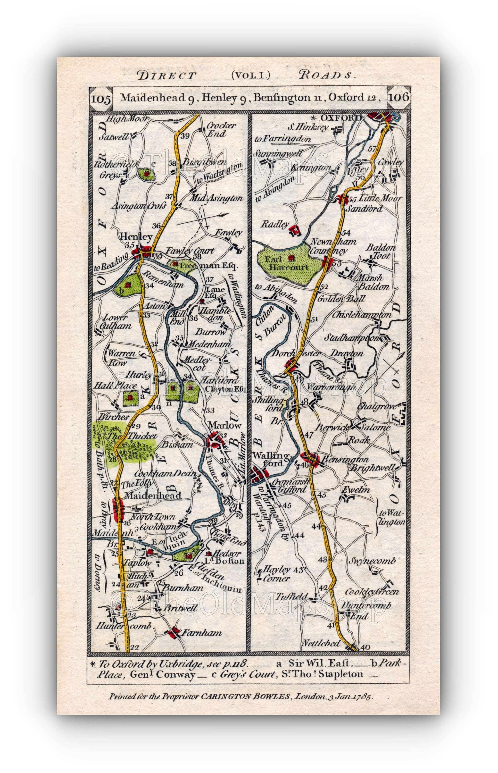 Antique Road Map Paterson 1785 Maidenhead Berkshire Cookham - Etsy