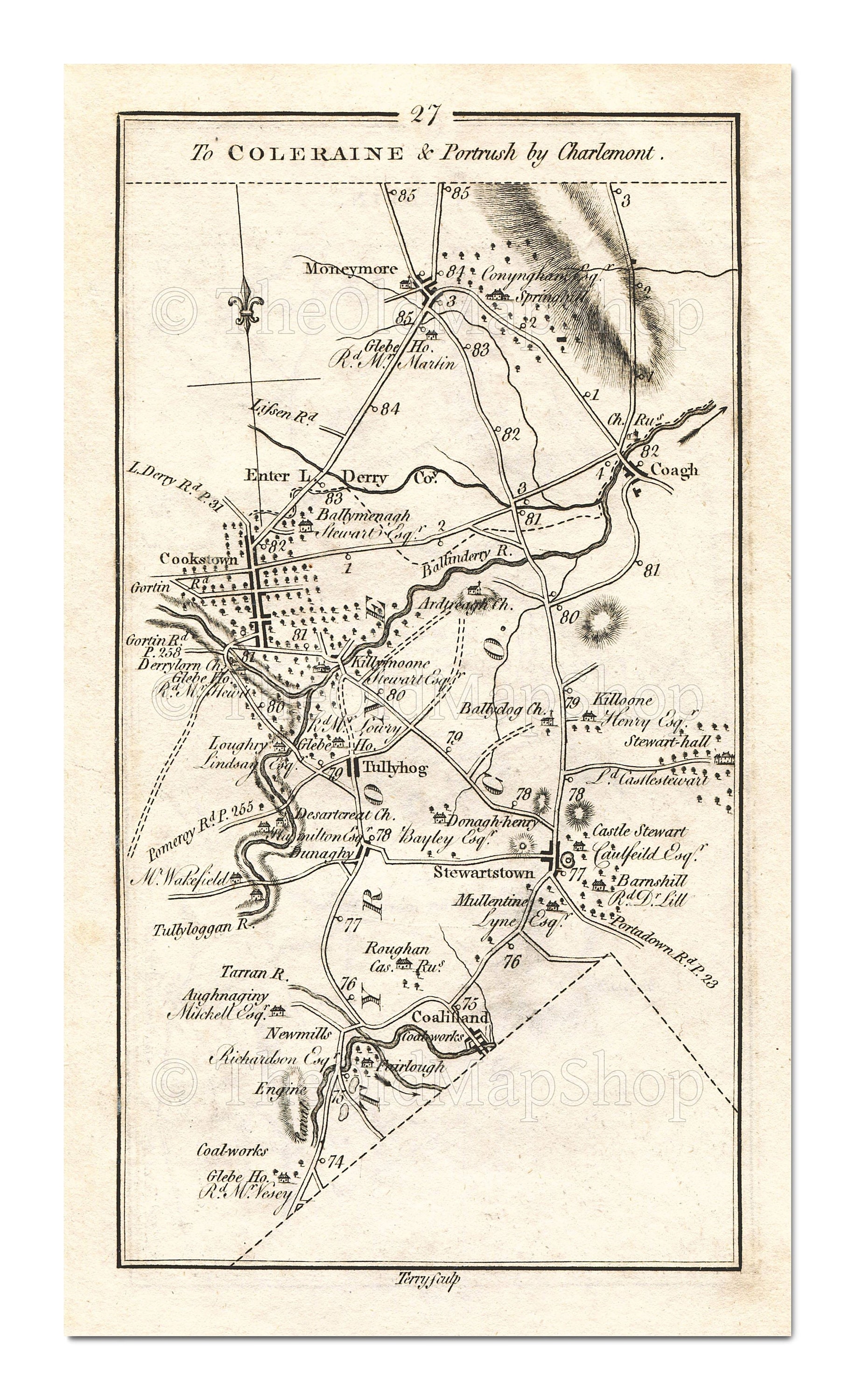 Antique Ireland Road Map Coalisland Newmills Stewartstown - Etsy