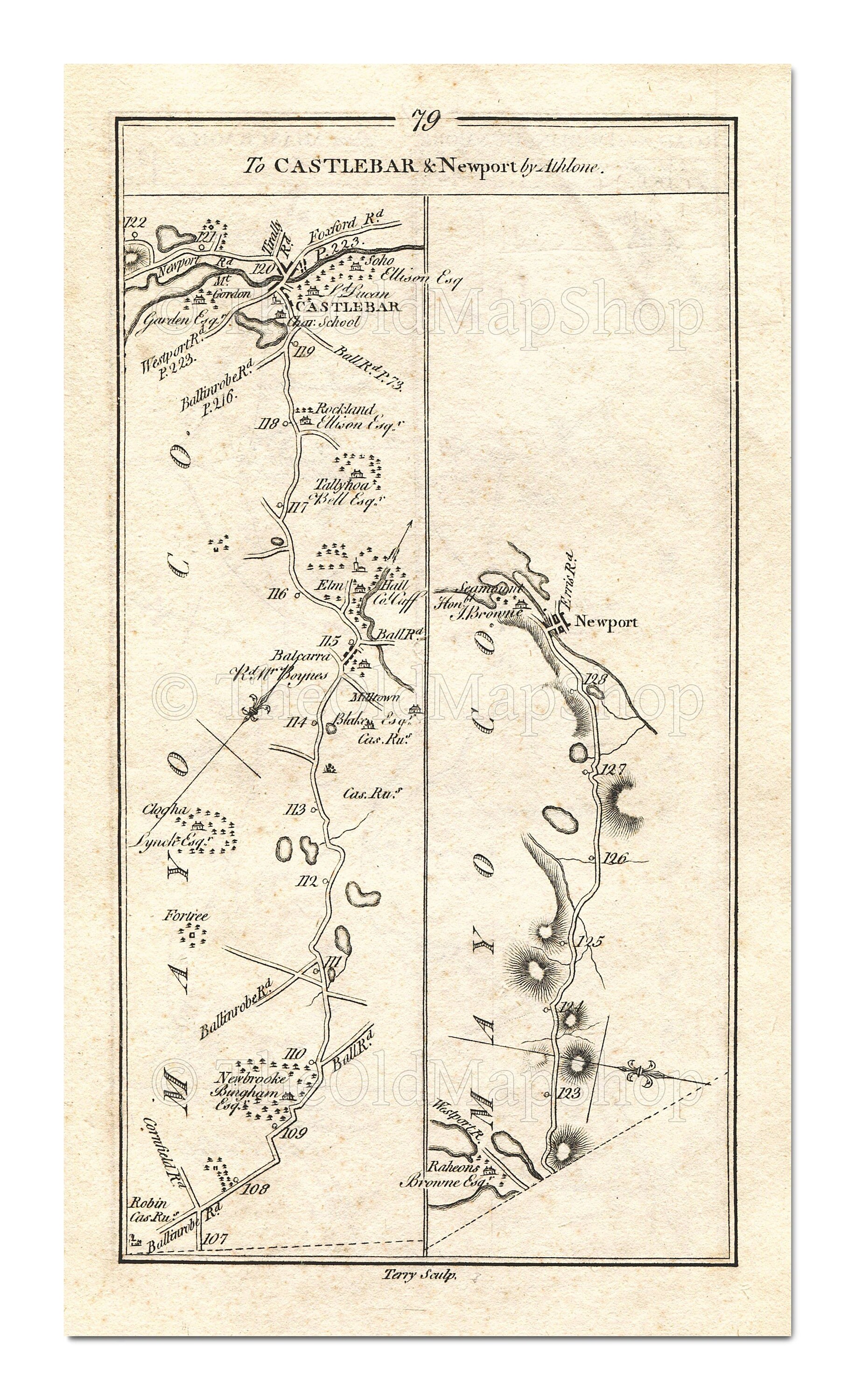 Antique Ireland Road Map Mayo Ballycarra Rocklands - Etsy