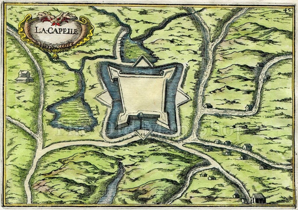 1634 Nicolas Tassin Map La Capelle, Fortifications, Aisne, Picardy ...