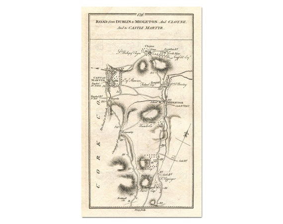 Antique Ireland Road Map Castlemartyr Cloyne Midleton | Etsy