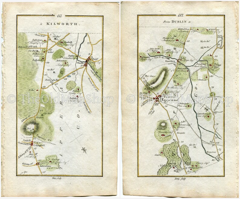 1778 Taylor & Skinner Antique Ireland Road Map 111/112 Johnstown ...