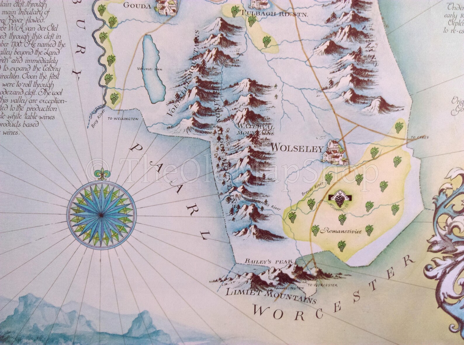 South Africa Tulbagh Wine Region Vinyard Winery Map 1973 - Etsy