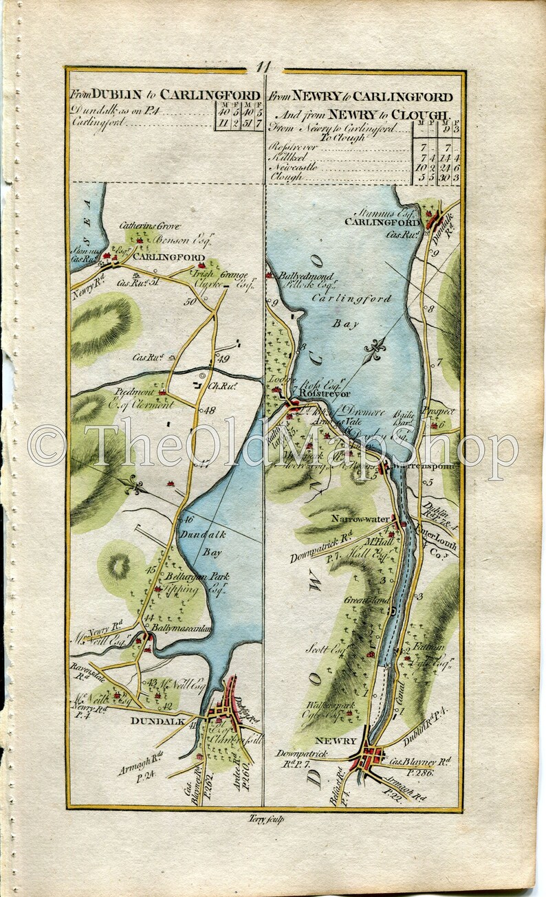 1778 Taylor & Skinner Antique Ireland Road Map 11/12 Dundalk - Etsy ...