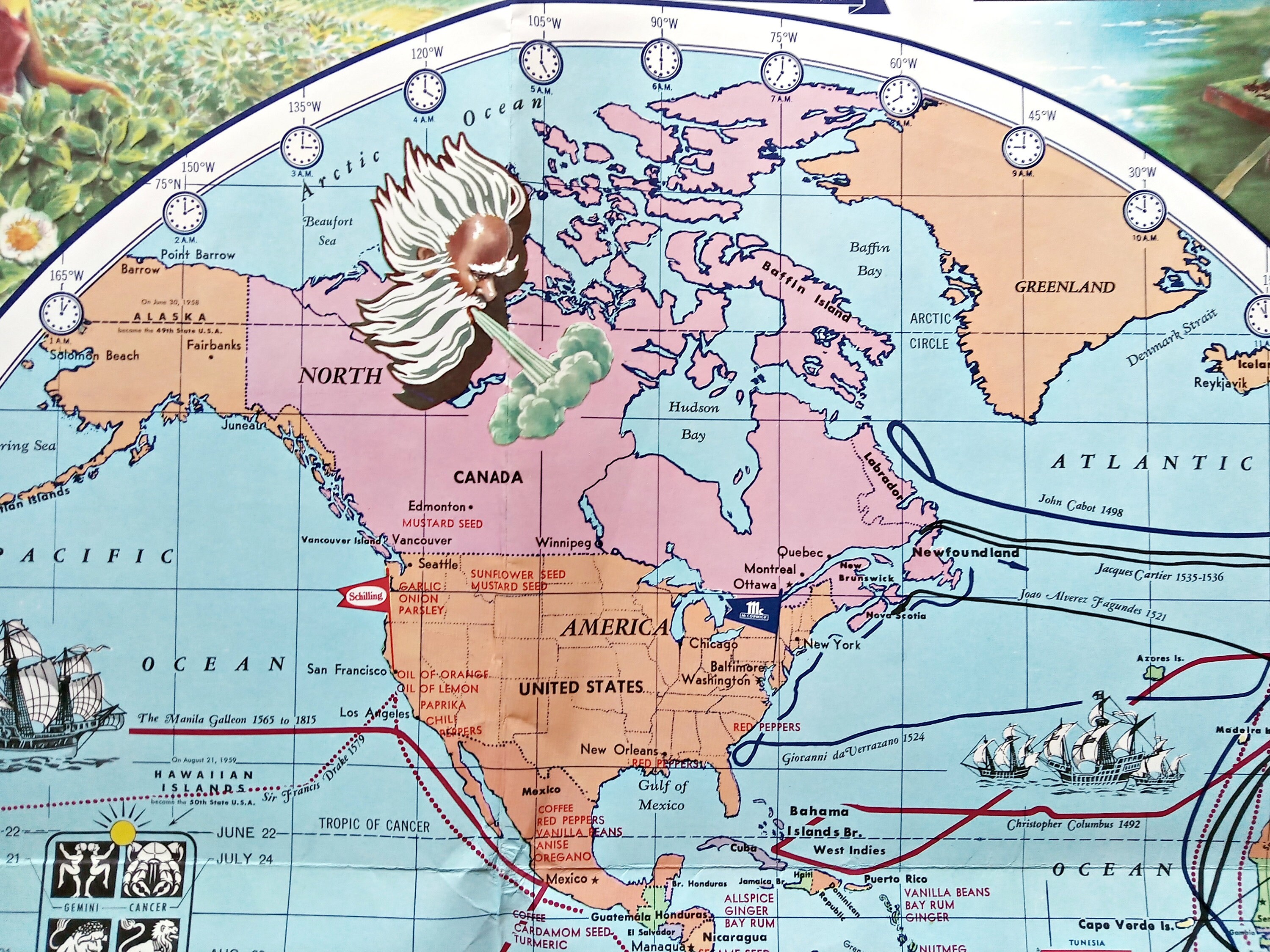 C.1959 Mccormick's Pictorial Map of the World. Tea, Coffee, Spice Map ...