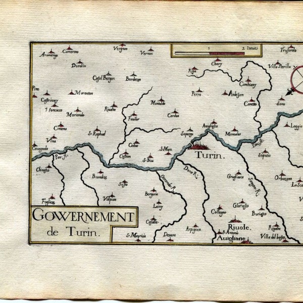 Antique Map of Turin - Etsy