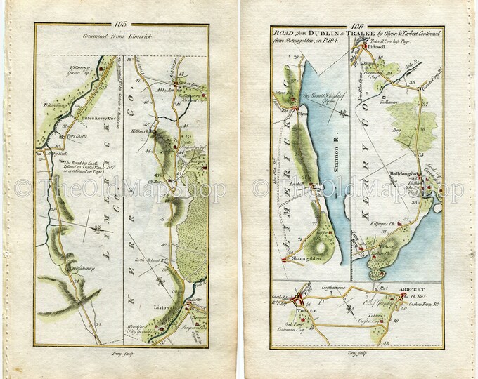 1778 Taylor & Skinner Antique Ireland Road Map 57/58 Oldcastle Mount ...