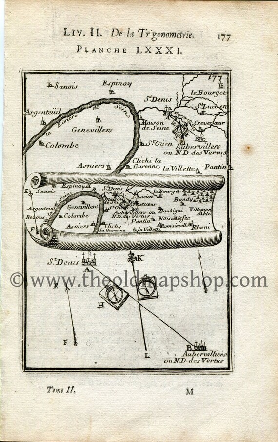 Paris France Prison 1702 Manesson Mallet Antique Print Map No.38 Fort ...