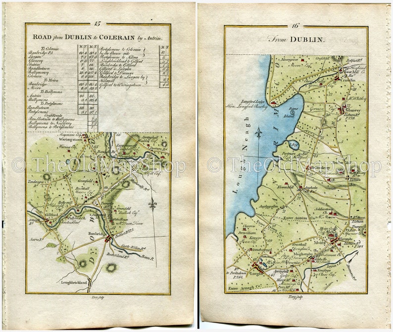 1778 Taylor & Skinner Antique Ireland Road Map 15/16 Banbridge - Etsy