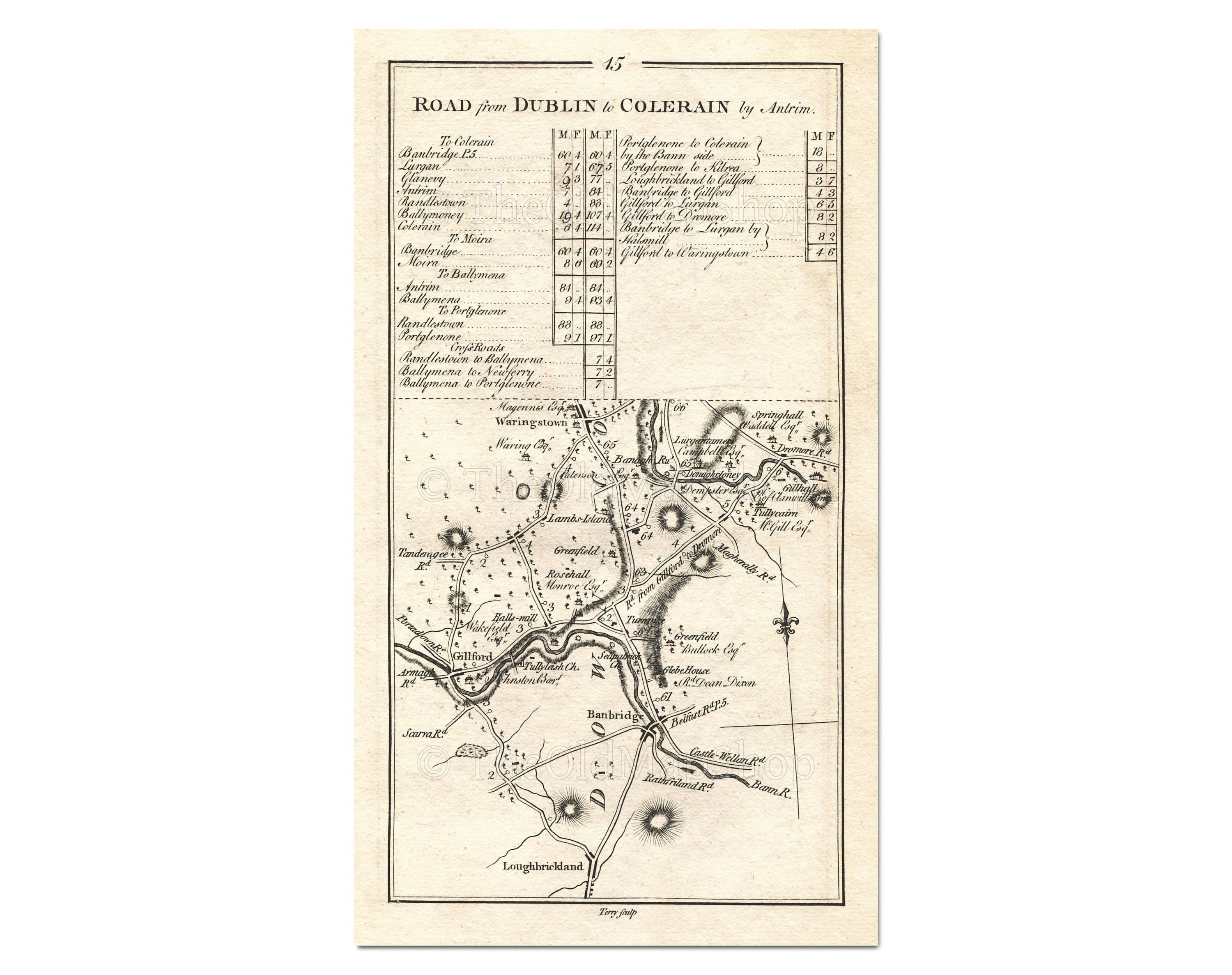 Antique Ireland Road Map Loughbrickland Banbridge Gilford - Etsy