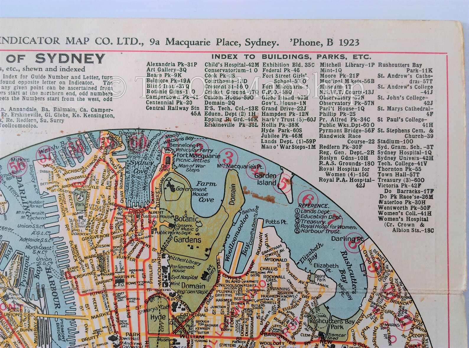 C.1925 the Indicator Map of Sydney, Australia rare Sydney Map Tourist ...