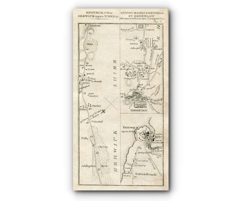 Scotland Road Map Taylor Skinner 1792 Coldingham Ayton - Etsy