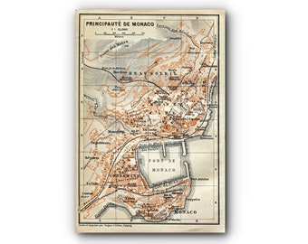 1907 Monaco & Monte Carlo Antique Map - Etsy