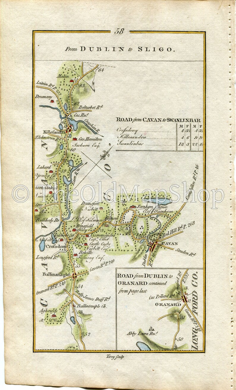 1778 Taylor & Skinner Antique Ireland Road Map 57/58 Oldcastle - Etsy ...
