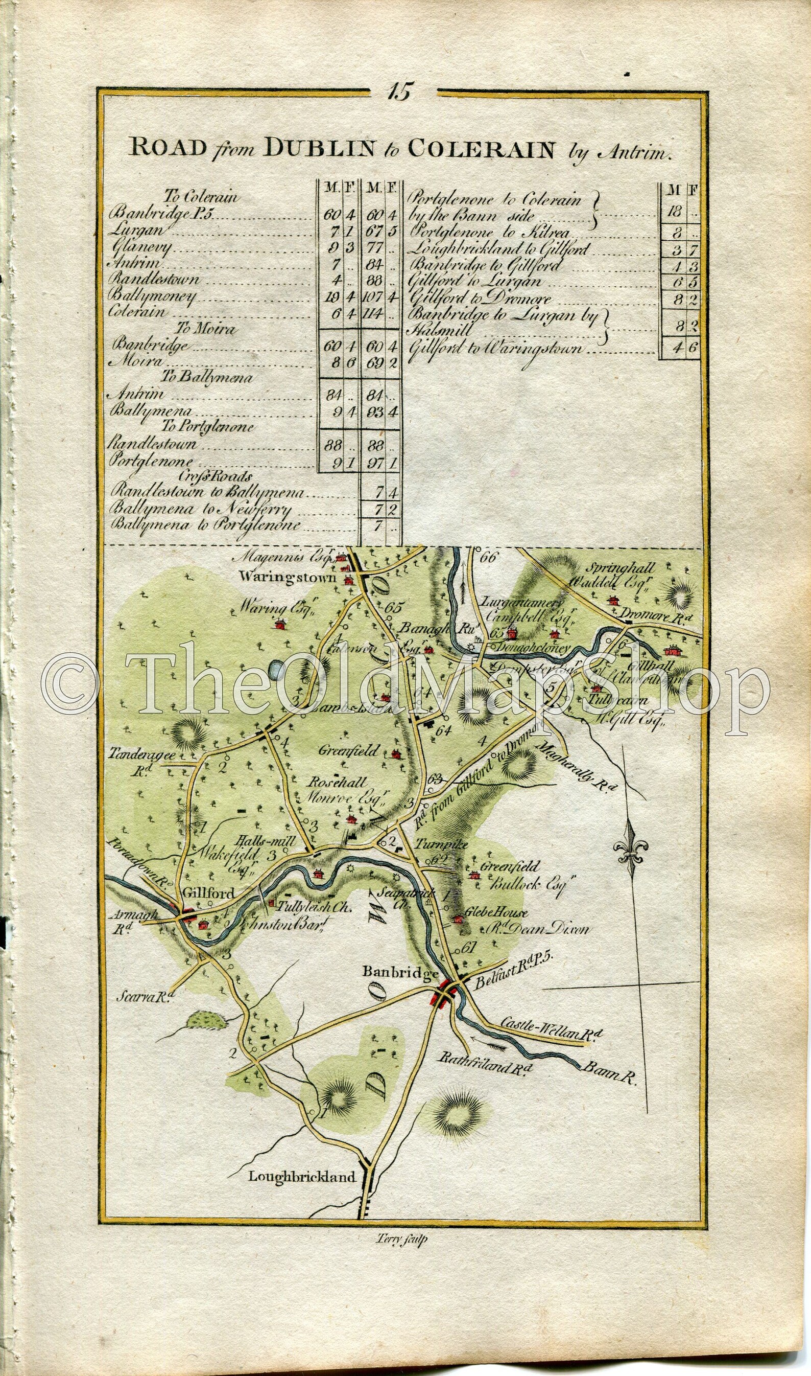 1778 Taylor & Skinner Antique Ireland Road Map 15/16 Banbridge - Etsy