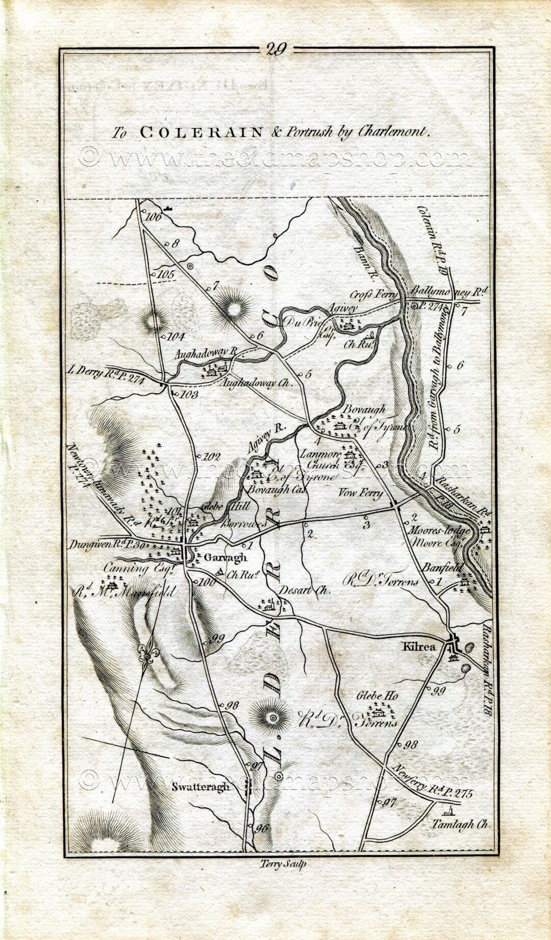 1778 Taylor & Skinner Ireland Road Map Antique 29/30 Swatragh Garvagh ...