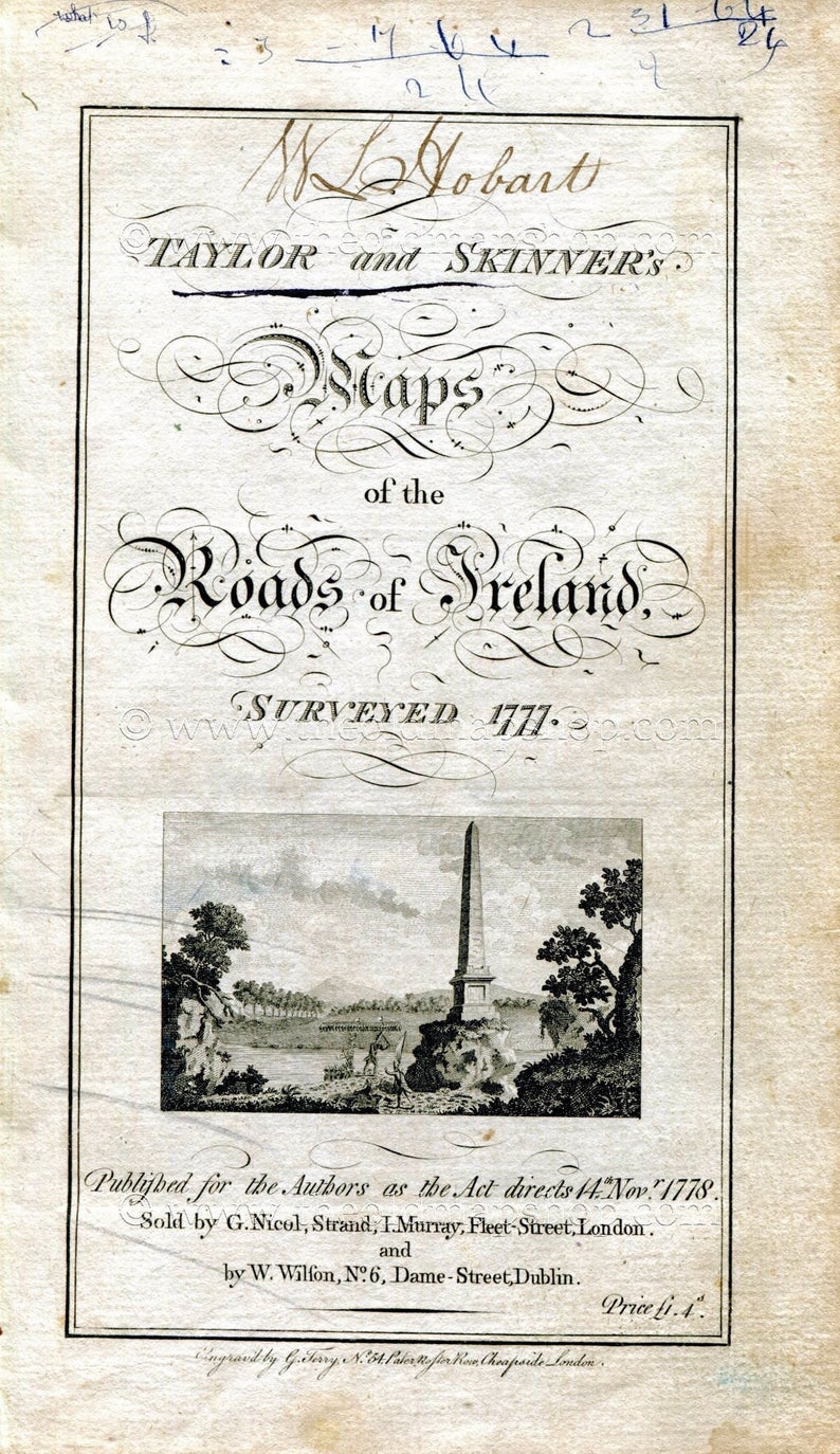 1778 Taylor & Skinner Antique Ireland Road Map 35/36 Emyvale Aughnacloy ...