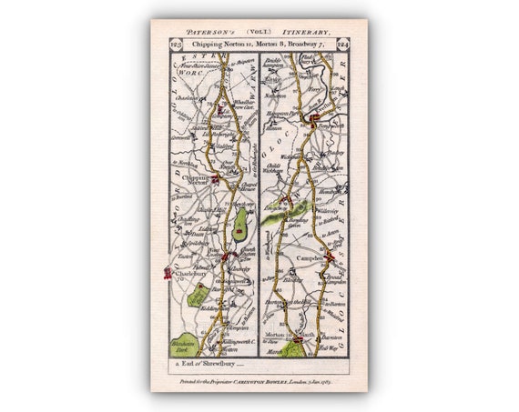 Antique Road Map Paterson 1785 Chipping Norton Enstone | Etsy