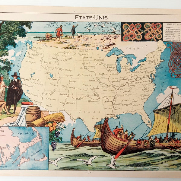 Pictorial Map of America - Etsy