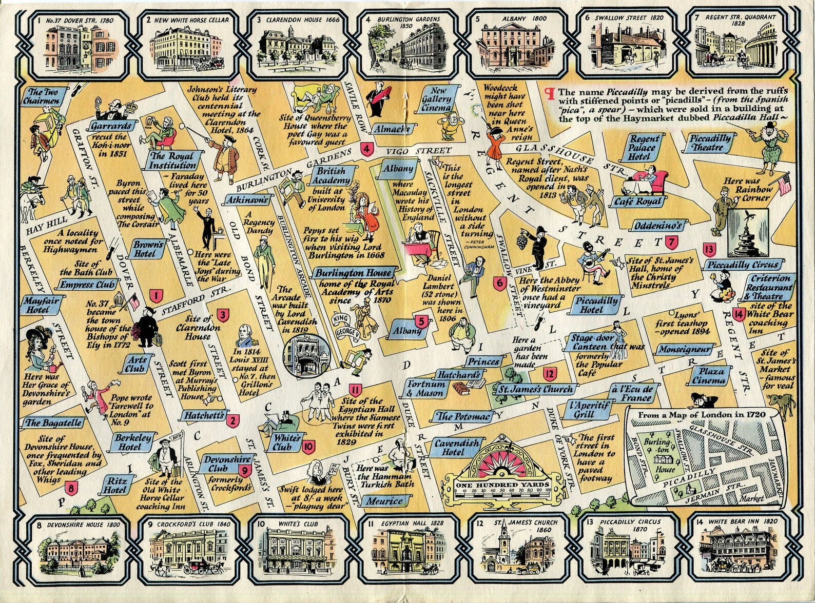 1946 A Map of Piccadilly London. A Pictorial Map by J. P. - Etsy
