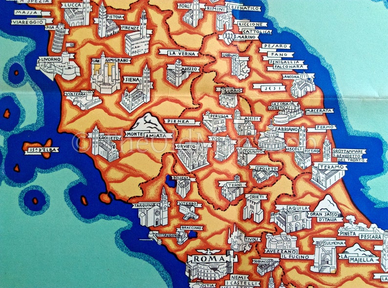 Rare 1933 Italy Pictorial Map Umberto Zimelli Beautiful - Etsy UK