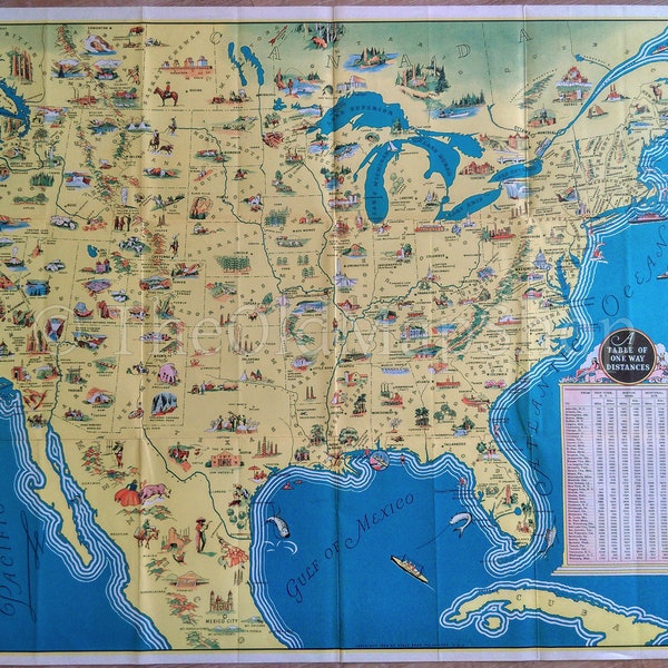 1936 Vintage Map - Etsy