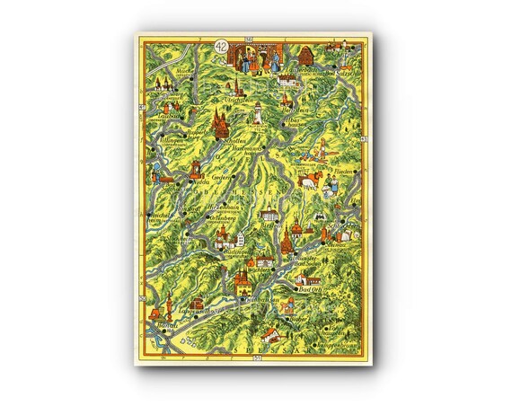 Leo Faller Germany Map 1956 Lautertal Ulrichstein Herbstein | Etsy