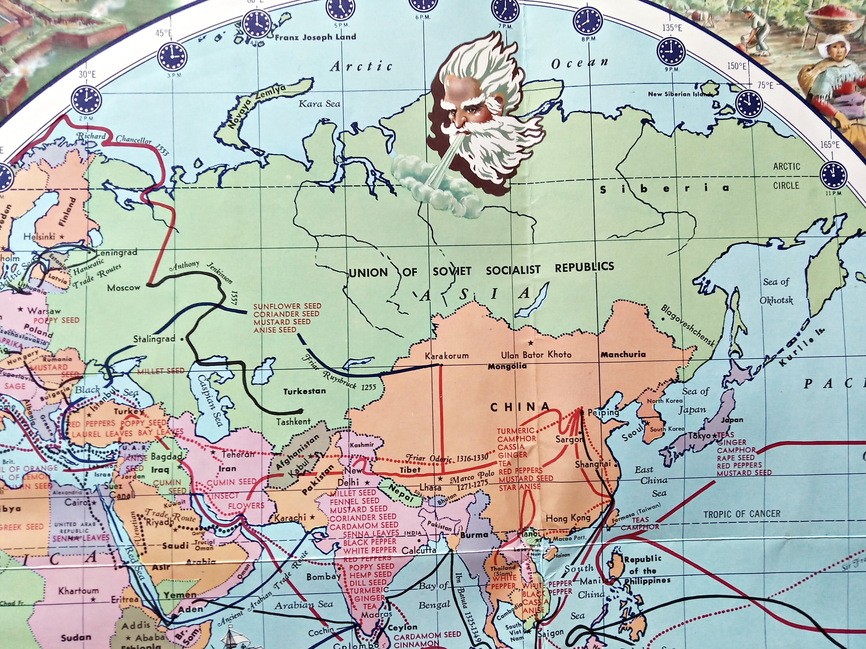 C.1959 Mccormick's Pictorial Map of the World. Tea, Coffee, Spice Map ...