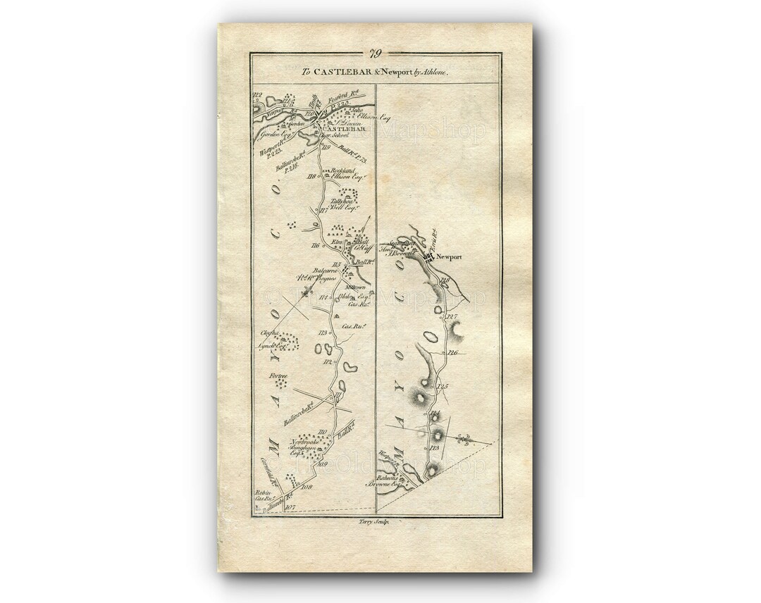 1778 Taylor & Skinner Antique Ireland Road Map 79/80 Castlebar ...