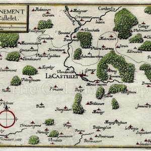 1634 Nicolas Tassin Map Le Catelet, Gouy, Bony, Vendhuile, Aisne ...