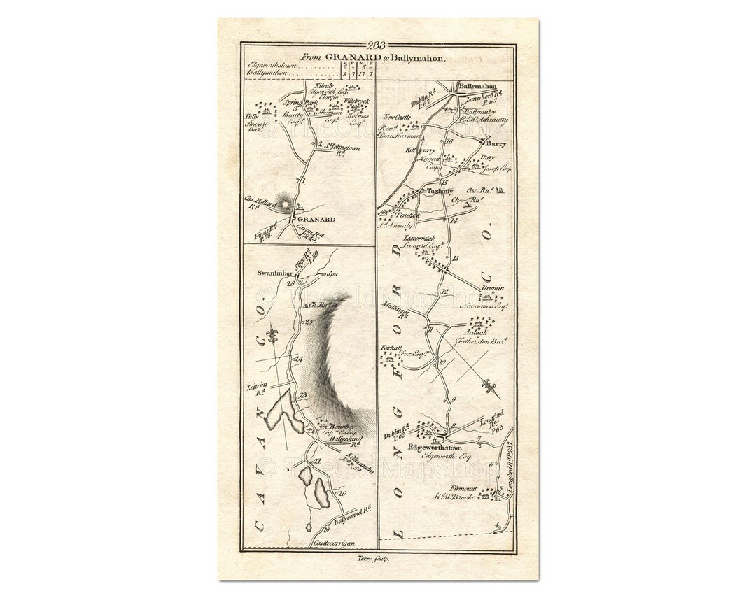 Antique Ireland Road Map Bawnboy Cavan Swanlinbar Granard - Etsy