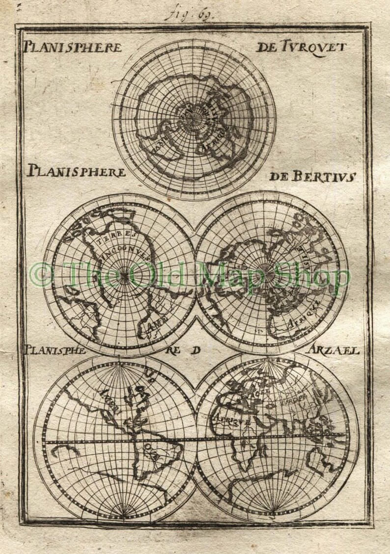 1719 Manesson Mallet World Planisphere Map Maps by Turquet - Etsy
