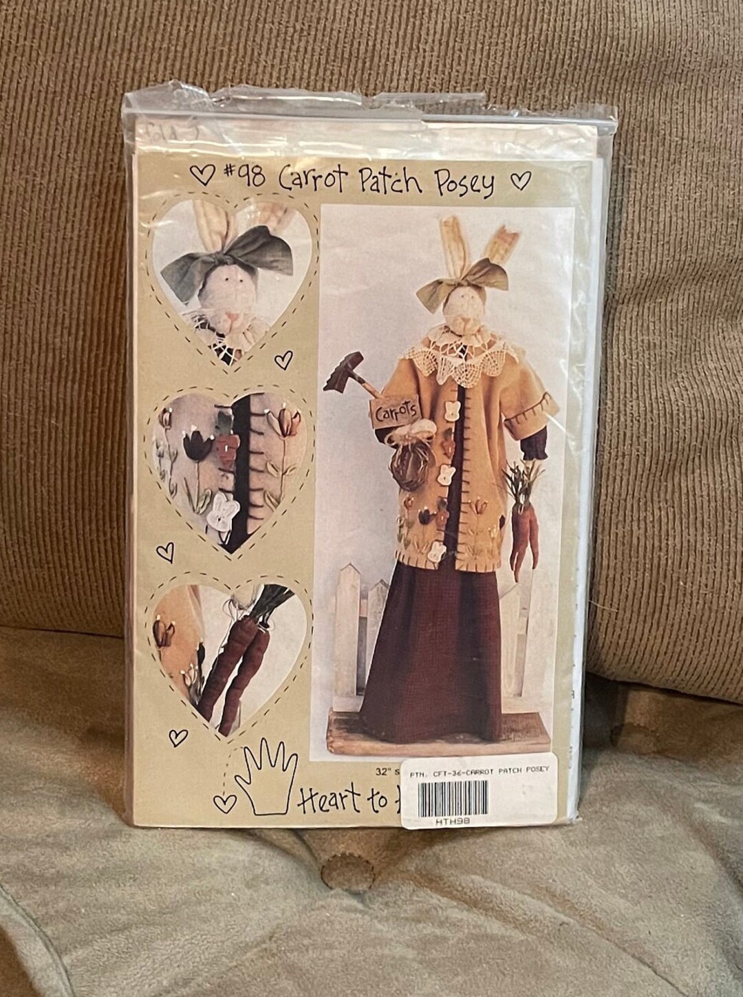 HEART TO HAND Standing Bunny Rabbit Pattern Carrot Patch Posey 32 H 98 Uncut - Etsy