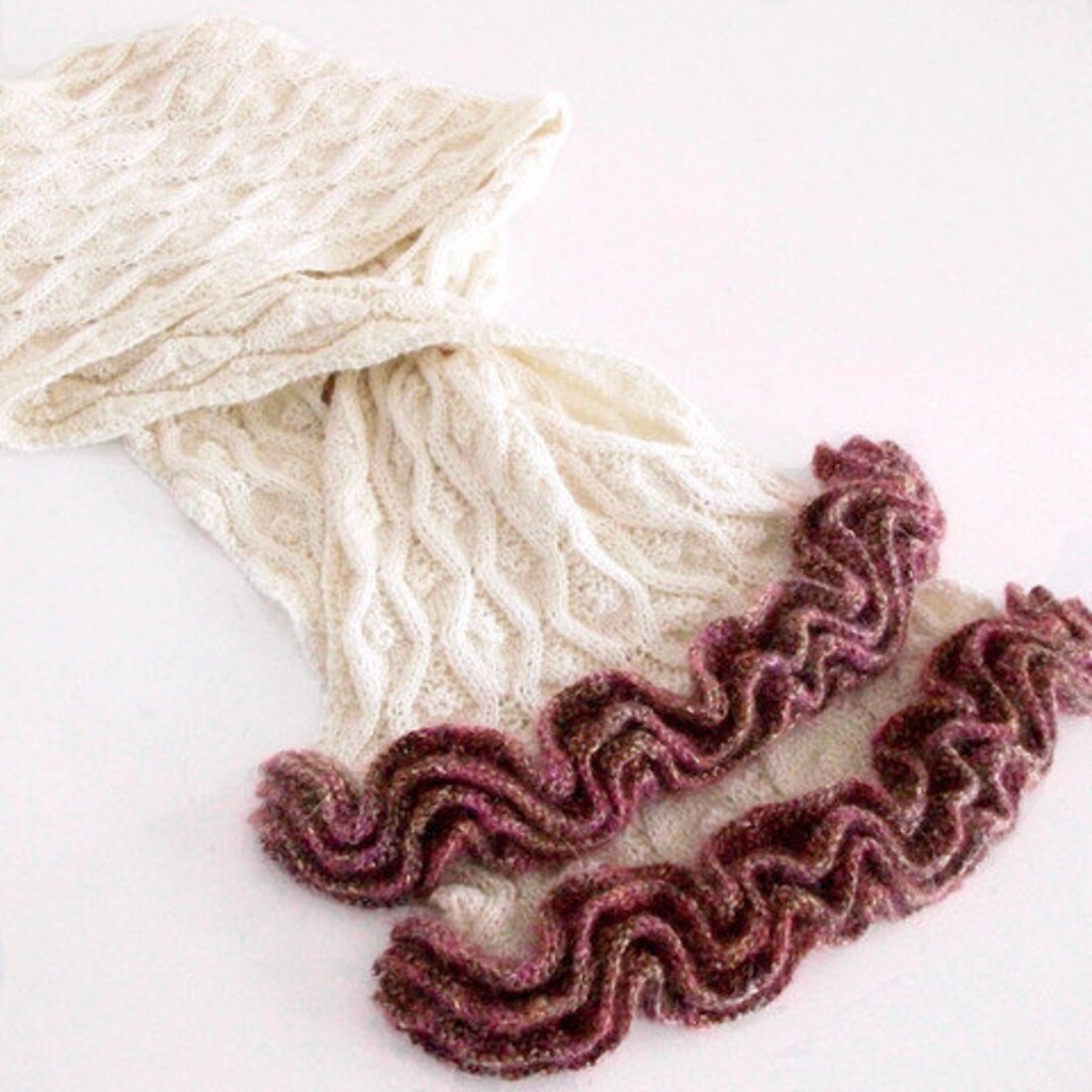 Ruffled Knit Scarf KNITTING PATTERN, Renaissance Revival Scarf, Knit ...