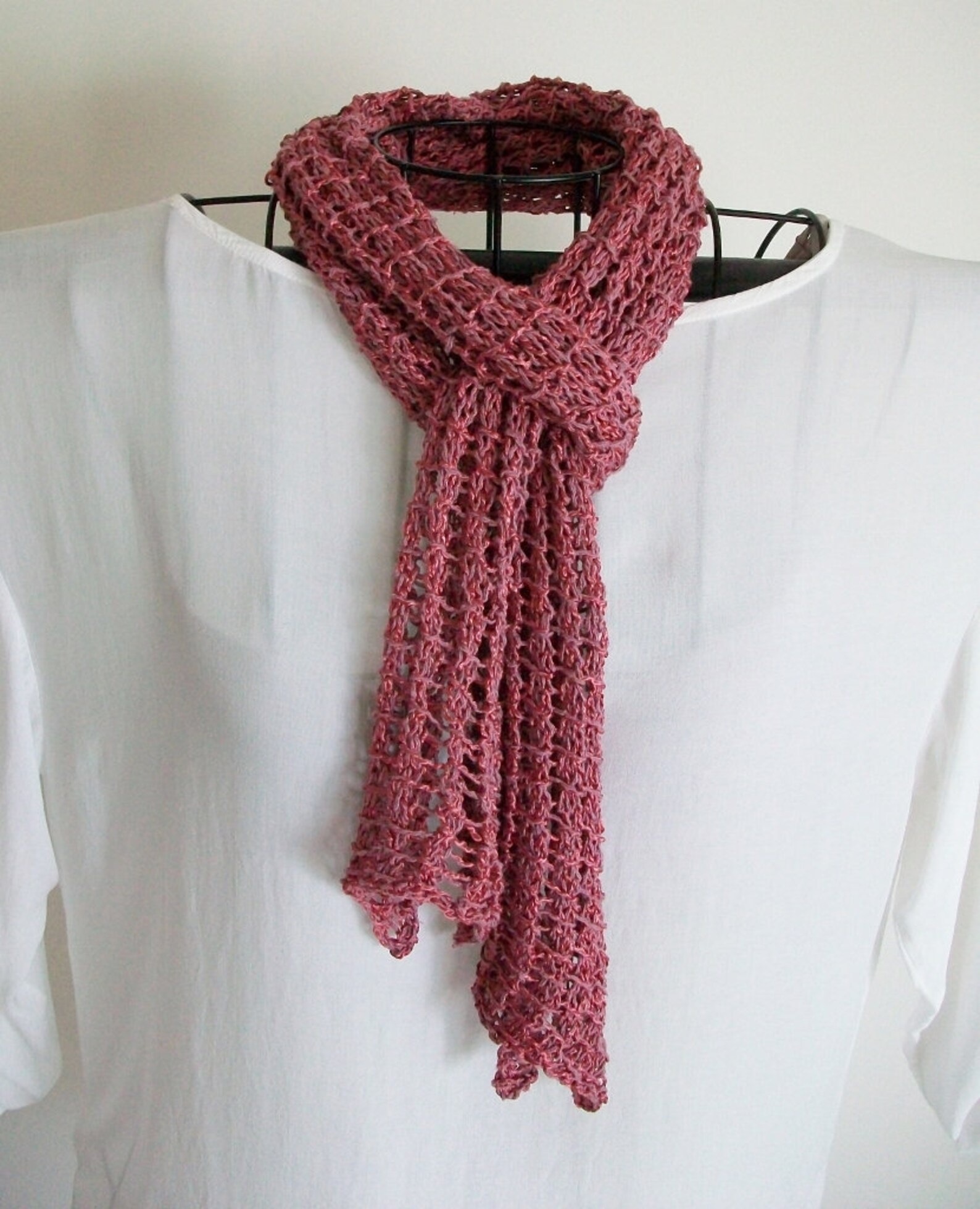 Rose Mesh Knit Lace Scarf Silk Rayon Lokis Net Scarf - Etsy
