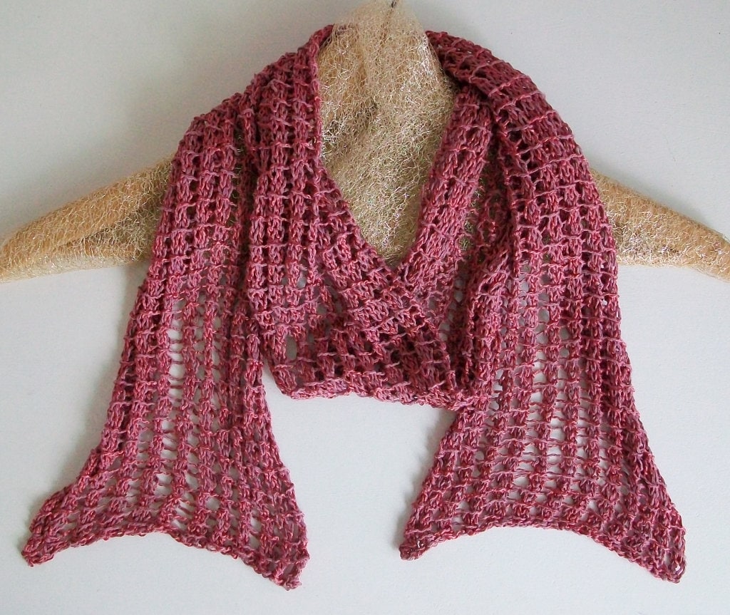 Rose Mesh Knit Lace Scarf, Silk Rayon Lokis Net Scarf, Handmade Scarf ...
