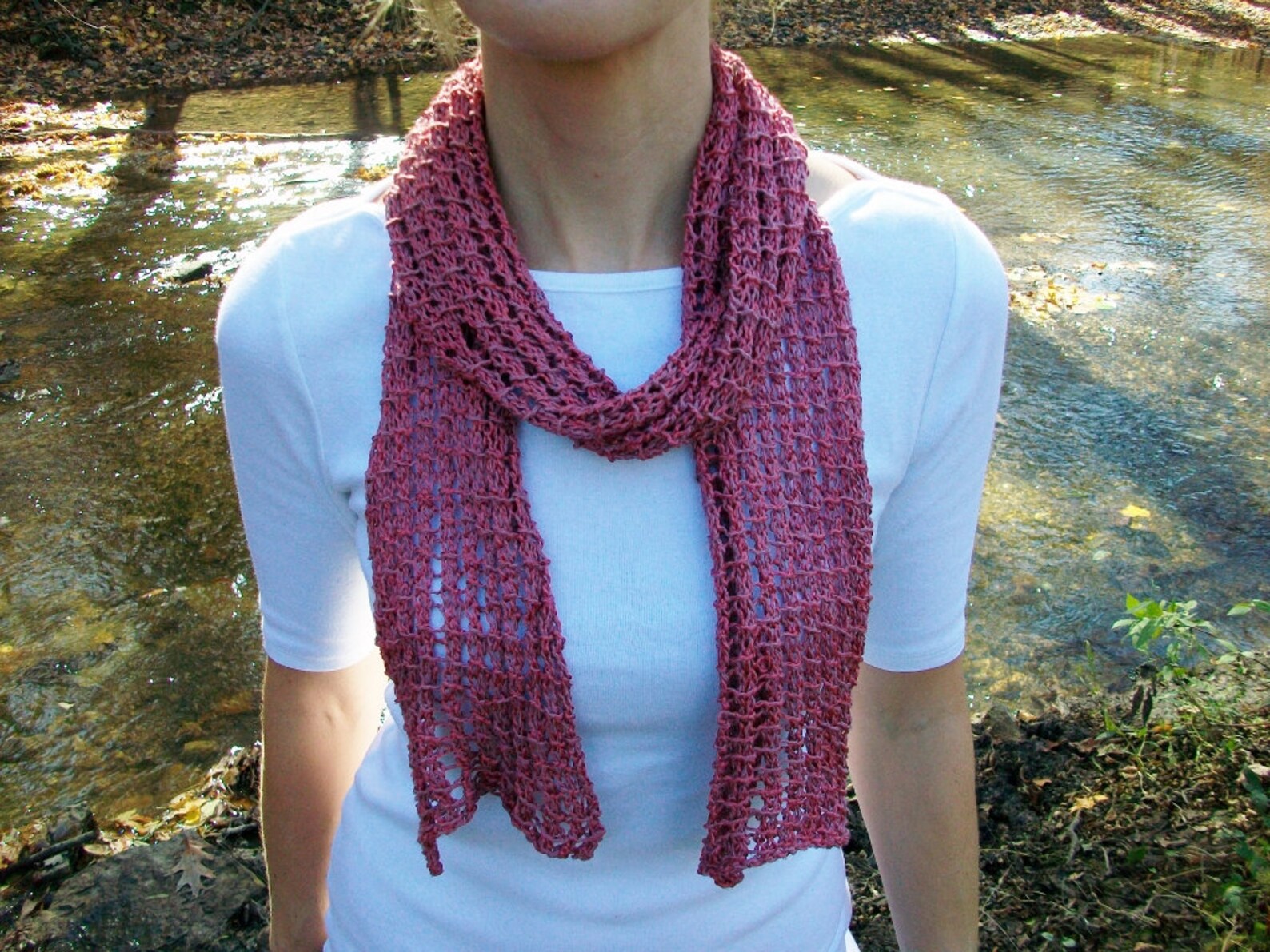 Rose Mesh Knit Lace Scarf, Silk Rayon Lokis Net Scarf, Handmade Scarf ...