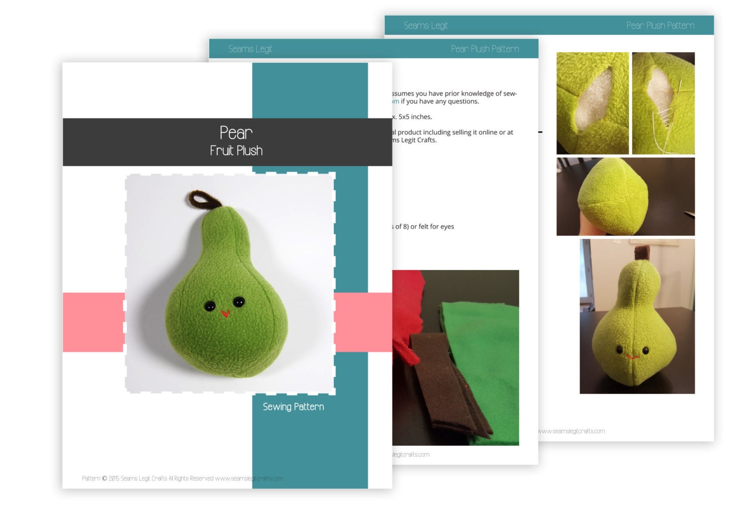 Pear Fruit Plushie Pattern, PDF Sewing Pattern, Pear Fruit Sewing ...