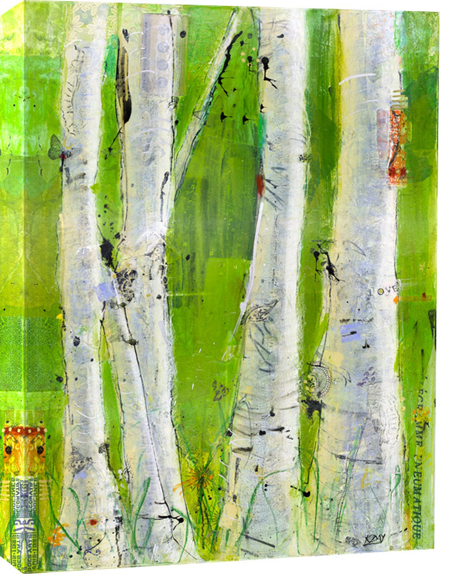 LOVE, Dancing Green Aspen Tree Print on Canvas - Etsy