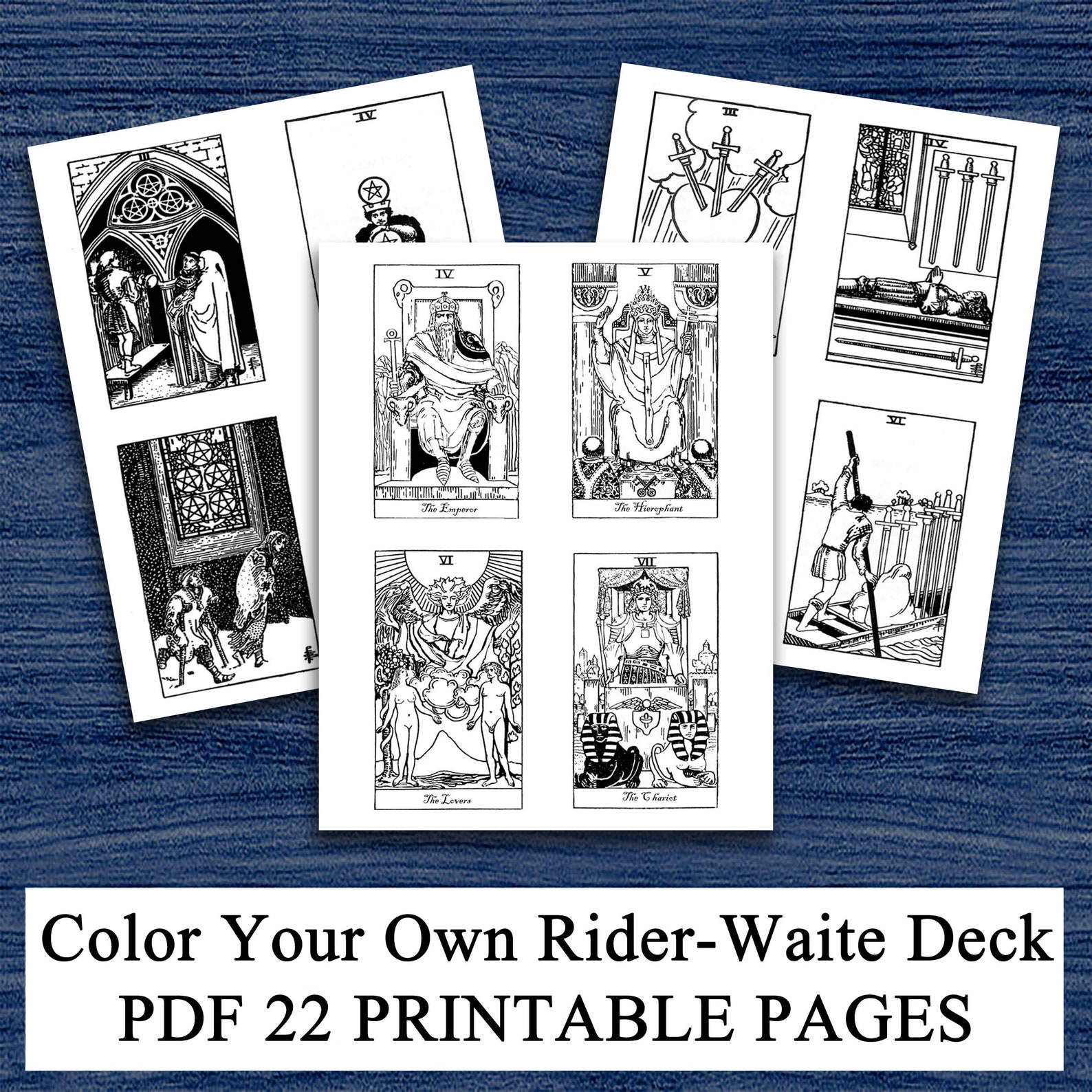 Color Your Own Tarot Rider-waite Cards | PDF Coloring Book | Coloring ...