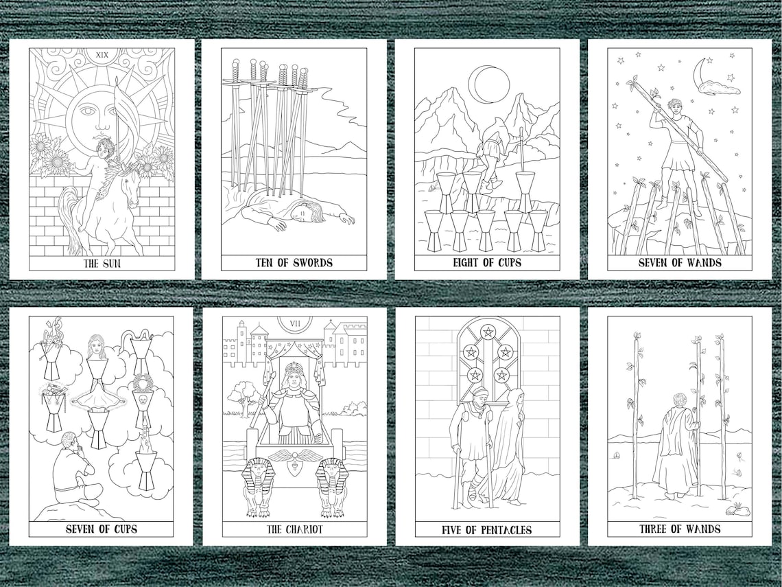 Color Your Own Tarot Cards PDF Coloring Book Coloring Pages Instant ...