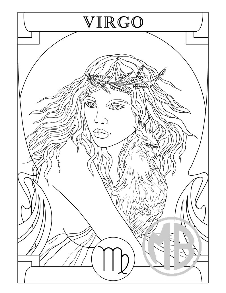 Color Your Own Zodiac Signs 12 Printable Handmade Drawings Coloring ...